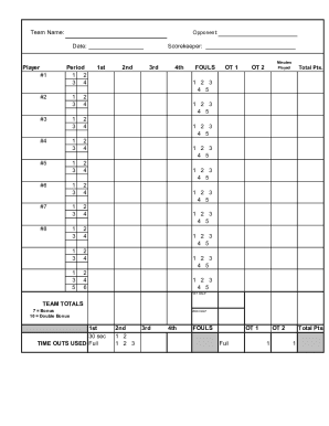 Fillable Online Middle and High School Score Sheets.xls Fax Email Print ...