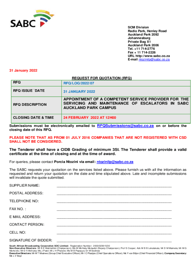 Fillable Online South African Broadcasting Corporation (SABC) Fax Email ...