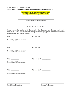 Fillable Online Highschool Confirmation Program - St James Apostle ...