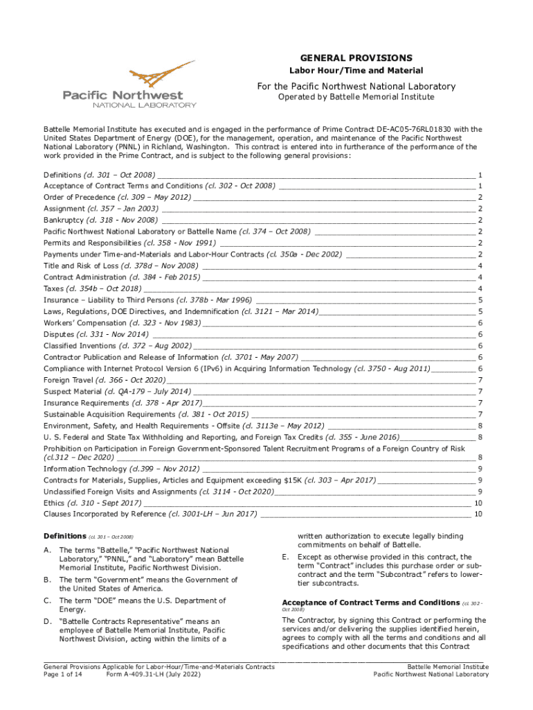 Fillable Online Battelle, Operator of PNNL, DOE Prime Contract DE-AC05- ... Fax Email Print ...