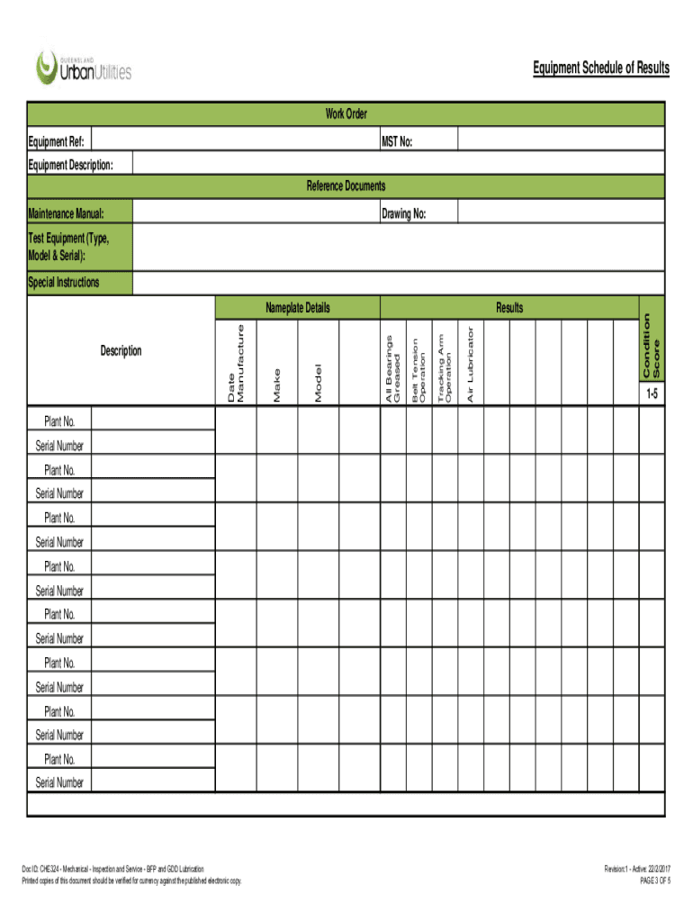 Fillable Online Mechanical - Inspection and Service - BFP and GDD ...