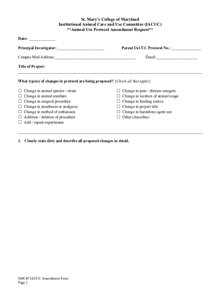 Fillable Online Protocol Amendment Request Form Fax Email Print - pdfFiller