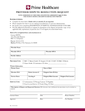 Fillable Online foundation provider dispute resolution request form ...