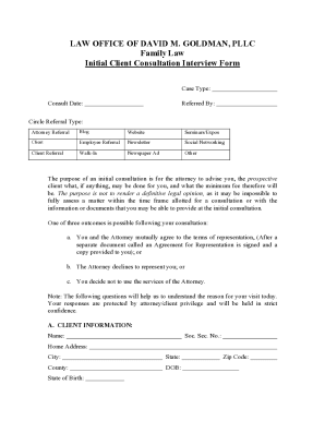 Fillable Online Family Law Initial Client Consultation Interview Form ...