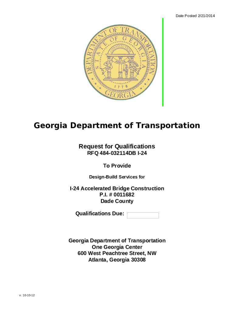 Request For Qualification - I-285 & SR 400 Project Doc Template | pdfFiller