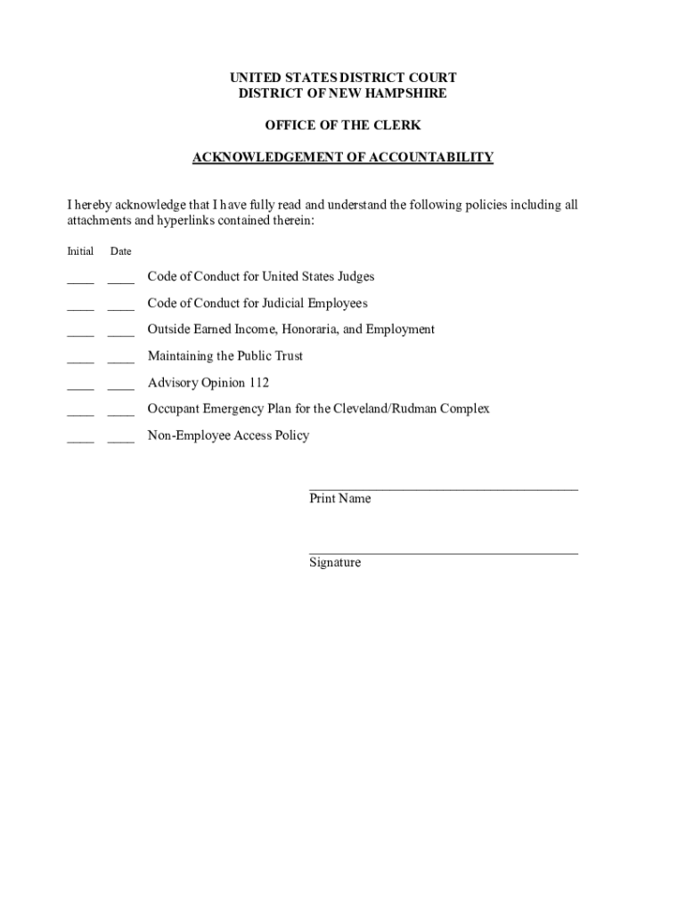 Fillable Online ACKNOWLEDGEMENT OF ACCOUNTABILITY Fax Email Print ...