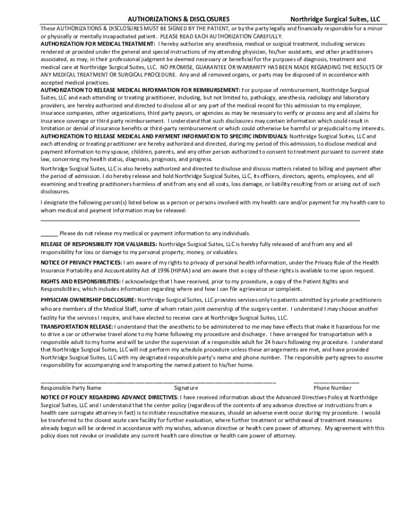Fillable Online Authorization and Disclosures Fax Email Print - pdfFiller