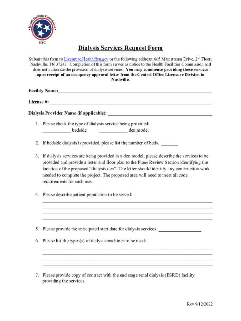 Fillable Online Dialysis Services Request Form Fax Email Print - pdfFiller