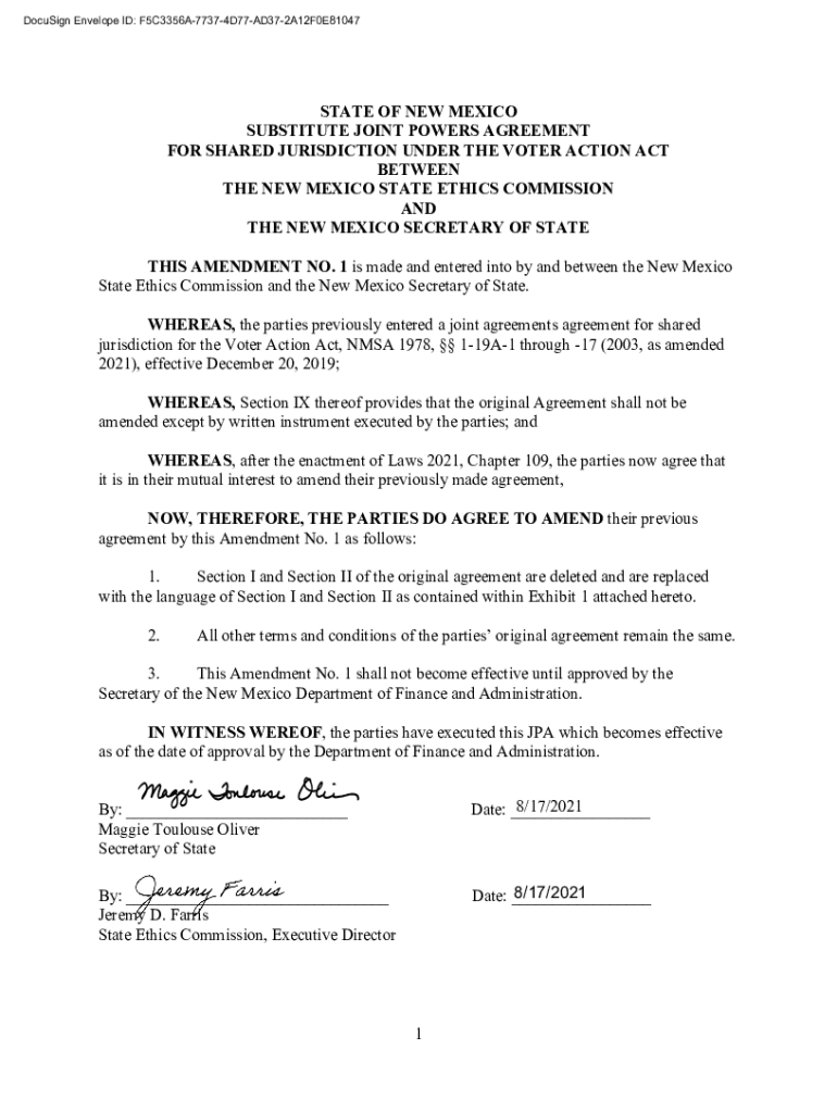 Fillable Online SUBSTITUTE JOINT POWERS AGREEMENT Fax Email Print - pdfFiller