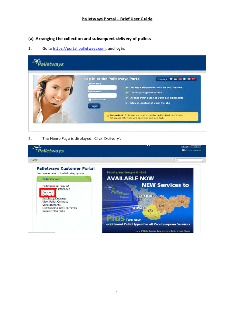 Fillable Online Palletways Online: Pallet Collection & Delivery ...