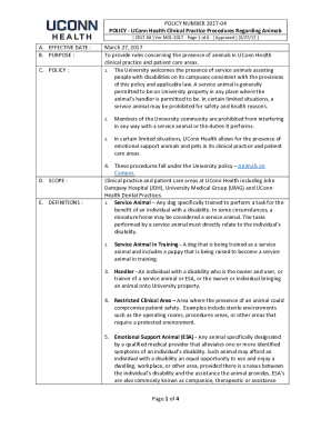 Fillable Online policy uconn CLINICAL POLICY Animals in the Clinical ...