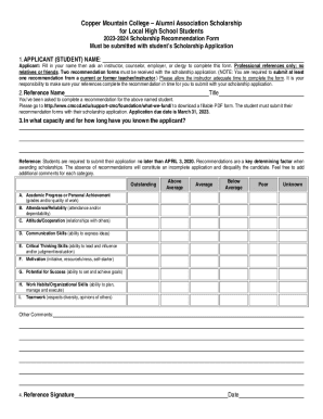 Fillable Online 2023-2024 Scholarship Recommendation Form Fax Email ...