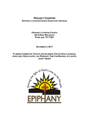Fillable Online Project Charter - Pearland - Epiphany Lutheran Church ...