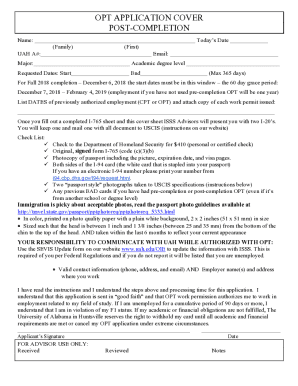 Fillable Online OPT APPLICATION COVER PRE -COMPLETION Fax Email Print ...