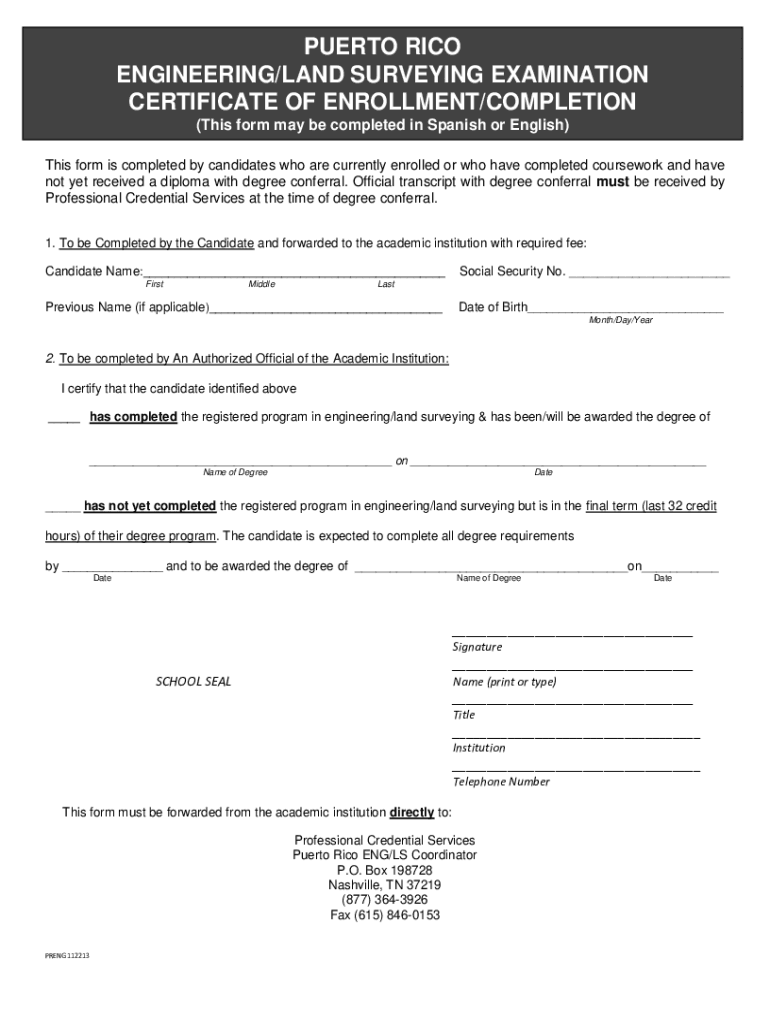 Fillable Online Puerto Rico Engineering/land Surveying Examination ...