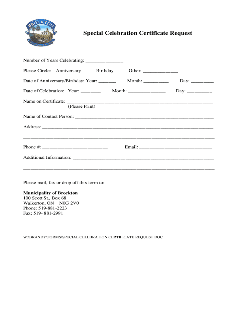 Fillable Online Request Form for Birthday and Anniversary Greetings Fax ...