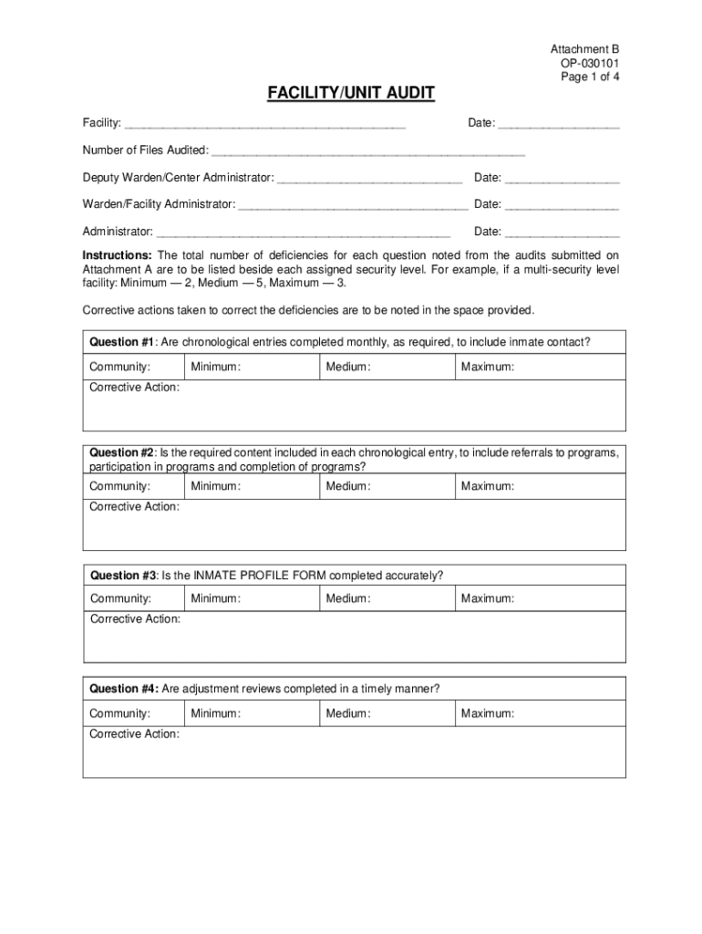 Fillable Online FACILITY/UNIT AUDIT Fax Email Print - pdfFiller