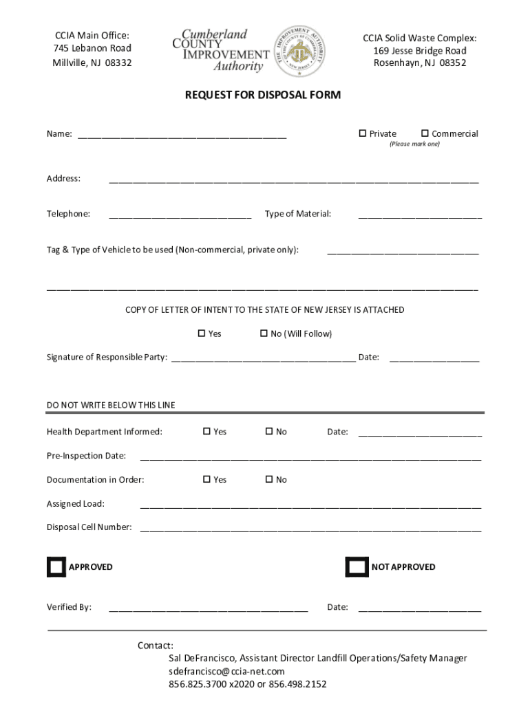 Fillable Online Special Waste or Asbestos Disposal Authorization Fact ...