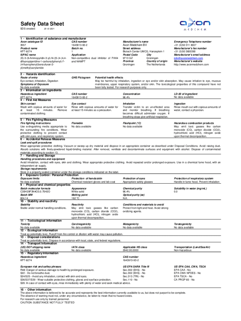 Fillable Online Fillable Online Material Safety Data Sheet MSDS created ...
