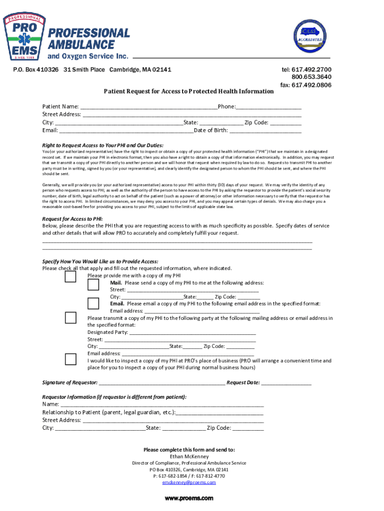 Fillable Online Right to Request Access to Your PHI and Our Duties Fax Email Print - pdfFiller