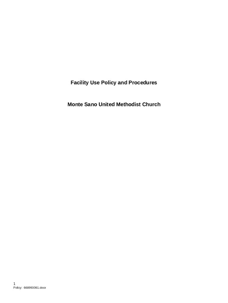 Facility Use Policy and Procedures ... Doc Template | pdfFiller