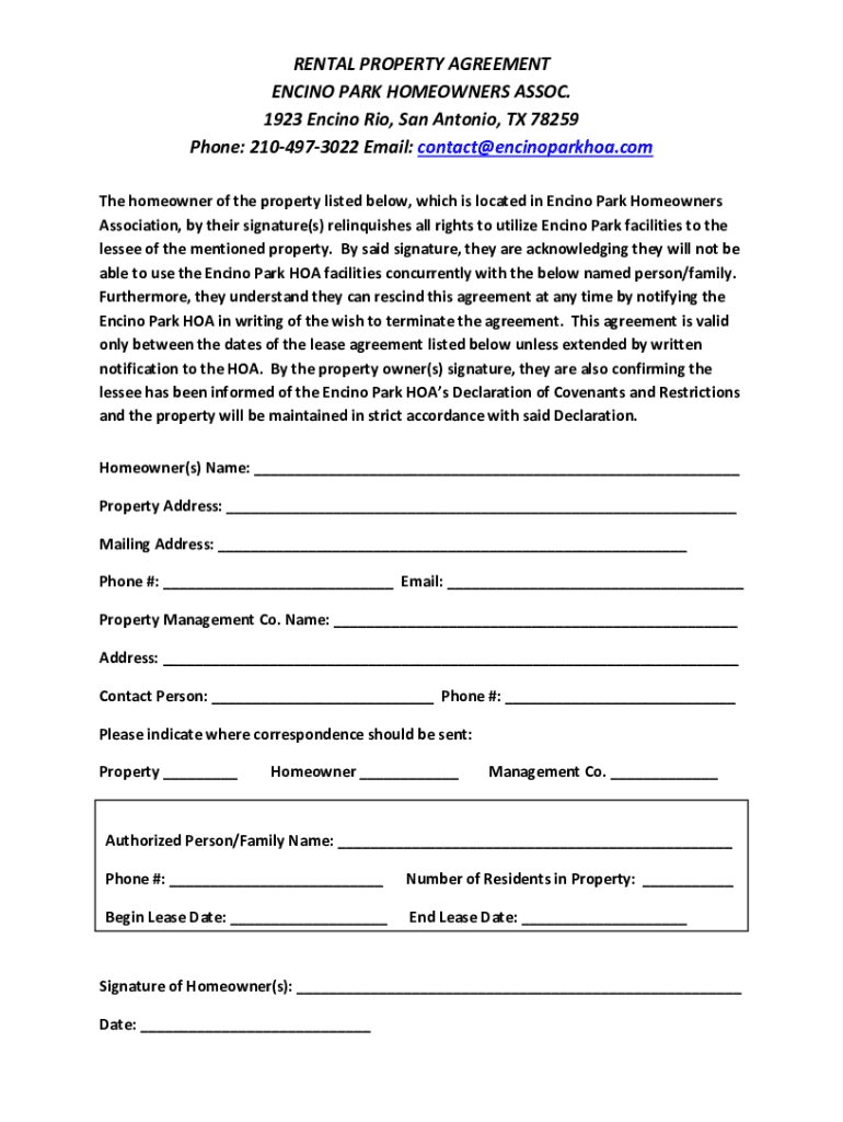 Fillable Online Encino Park HOA - Email Format & Email Checker Fax ...