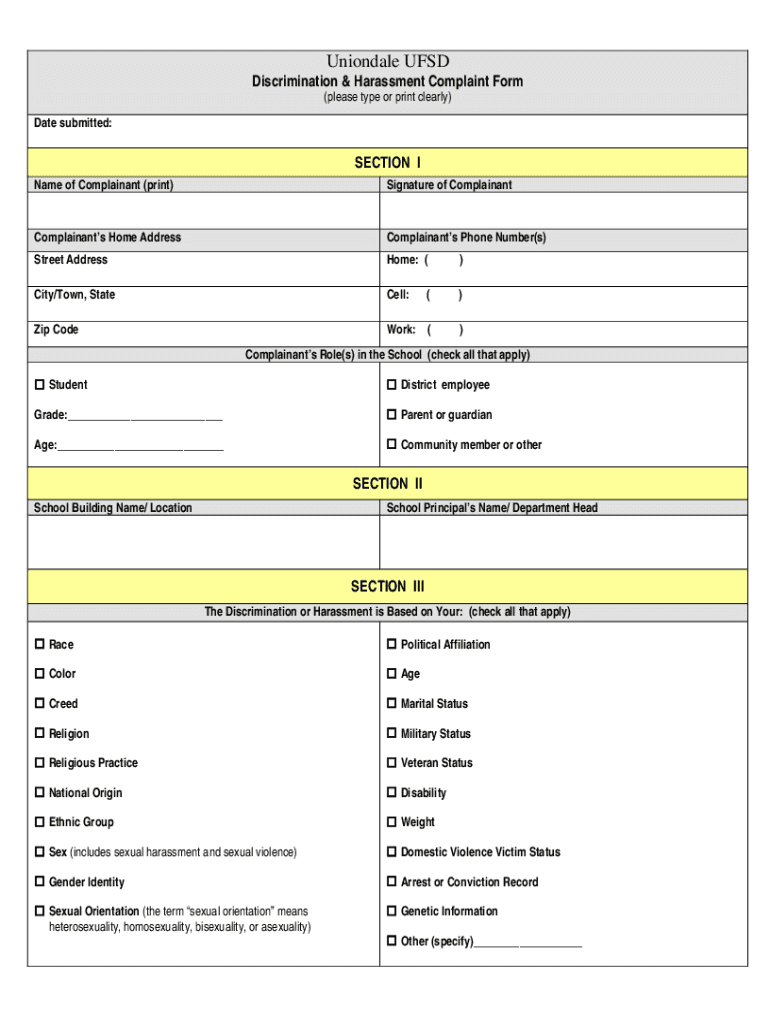 Fillable Online Notice of Non Discrimination - Uniondale Union Free ...