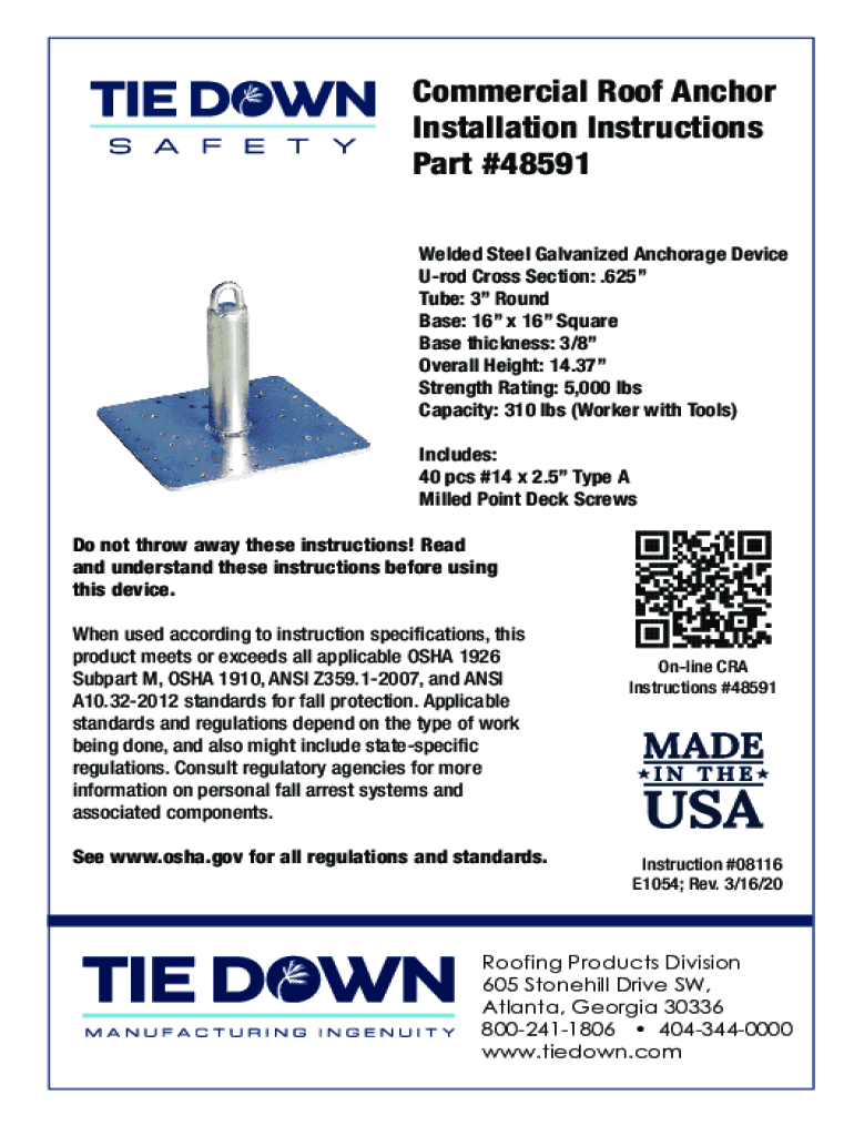 Fillable Online Permanent Roof Anchor Installation - Vancouver, Wa by ...