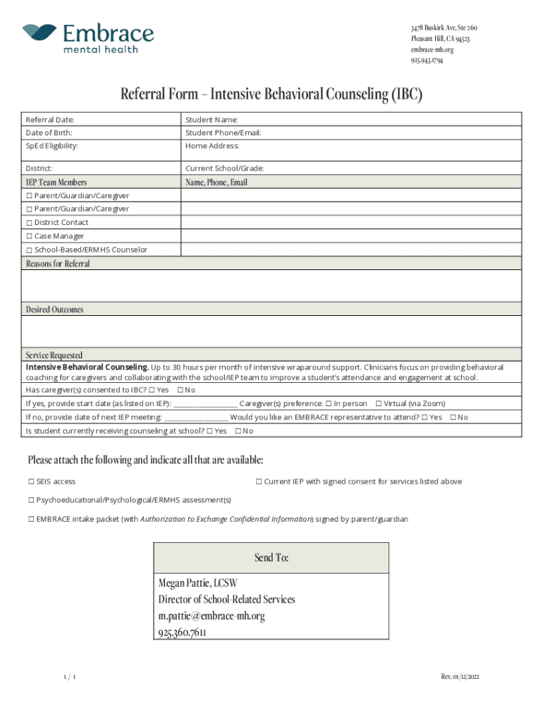 Fillable Online Referral Form IBC.docx Fax Email Print - pdfFiller