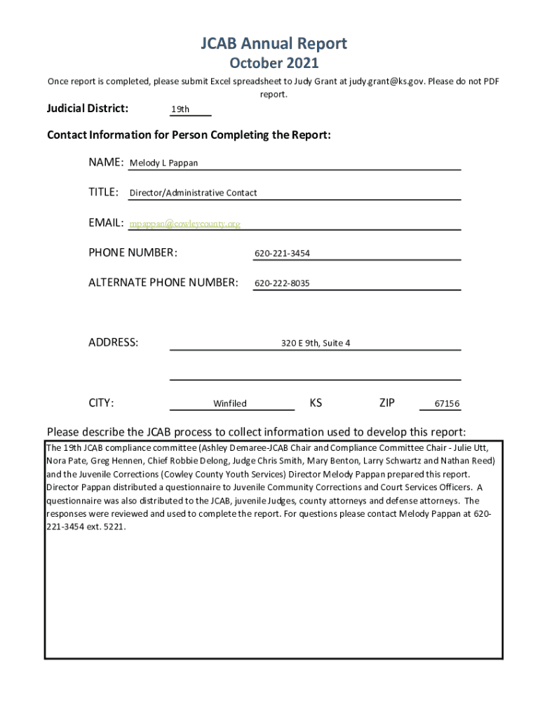 Fillable Online JCAB Annual Report Fax Email Print - pdfFiller