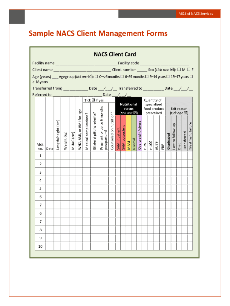 Fillable Online Client Management Forms (Linked material to the NACS ...