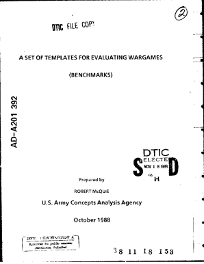 Fillable Online A Set of Templates for Evaluating Wargames (Benchmarks ...