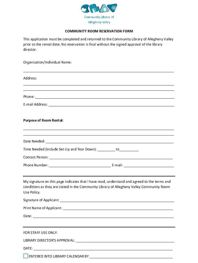 Fillable Online Adel Public Library Community Room Reservation Form Fax ...