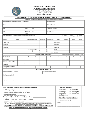Fillable Online OVERWEIGHT / OVERSIZE VEHICLE PERMIT ... Fax Email ...
