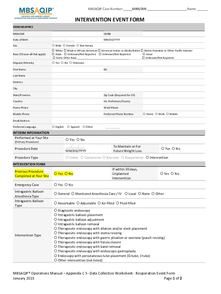 Fillable Online Intervention Type (Intervention Form) Fax Email Print ...