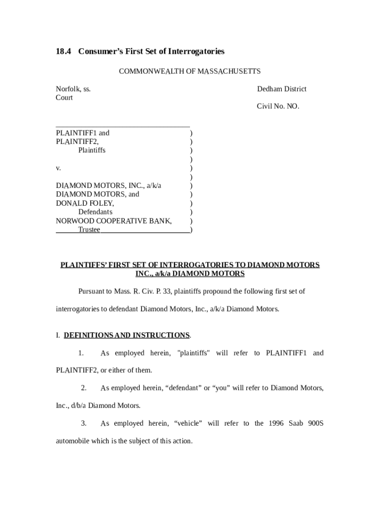 Fillable Online library nclc Final Request for Interrogatories in a ...