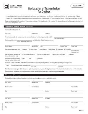 Fillable Online Declaration of Heredity and Transmission by Death Fax ...