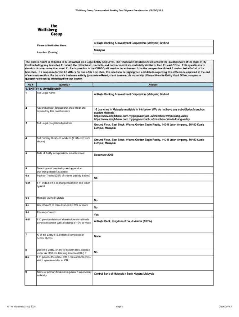 Fillable Online Wolfsberg-Due-Diligence-Questionnaire. ... Fax Email ...