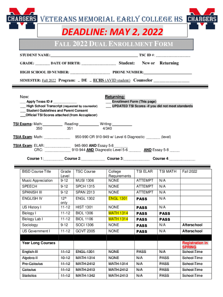 Fillable Online Early College High School Forms Fax Email Print - pdfFiller