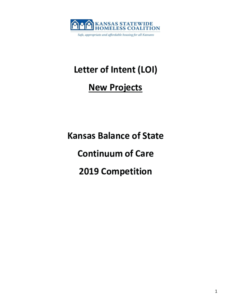 Fillable Online Letter of Intent (LOI) New Projects Kansas Balance of ...