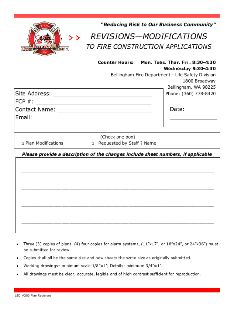 Fillable Online Revisions and Modifications to Fire Construction ...