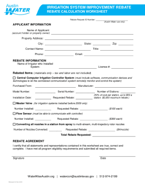 Fillable Online Rebate Calculation Worksheet Fax Email Print - pdfFiller