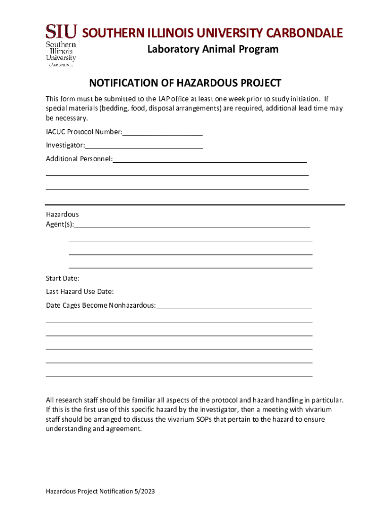 Fillable Online LAP Hazardous Project Form - Office of Research ...