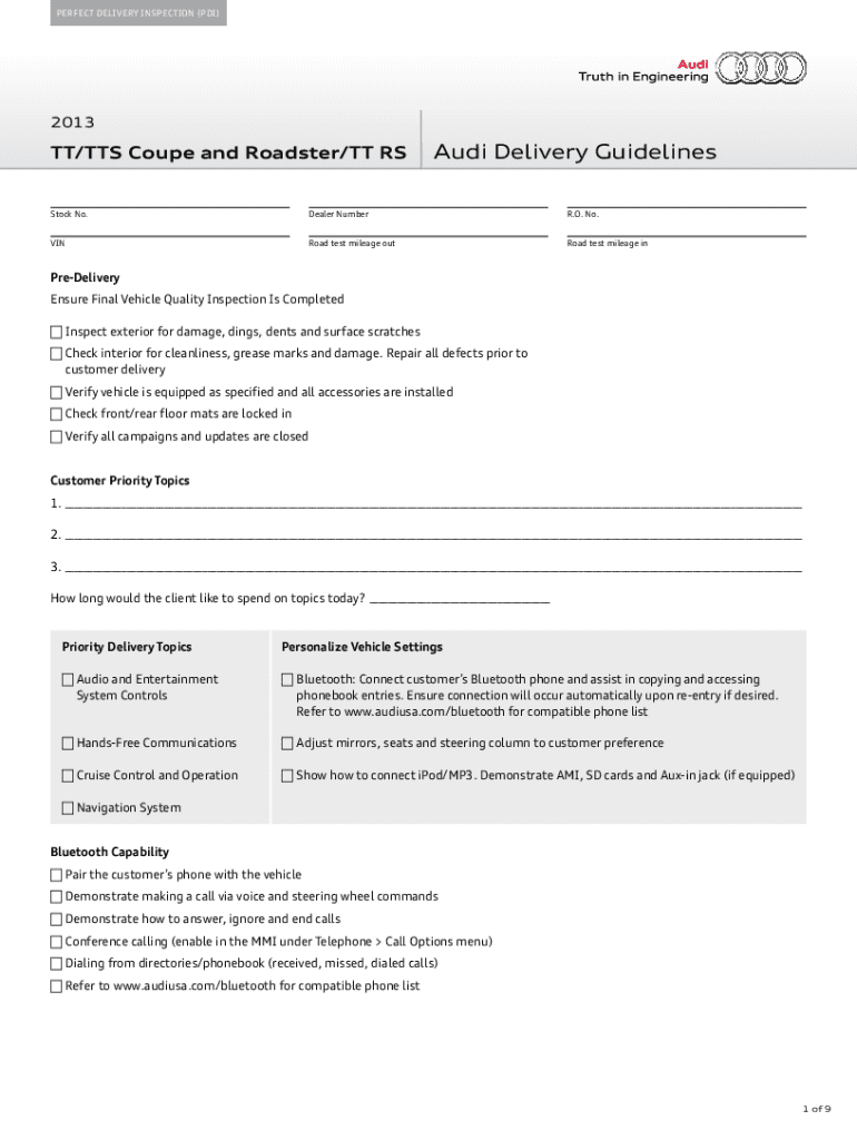 Fillable Online Audi Delivery Guidelines Fax Email Print - pdfFiller