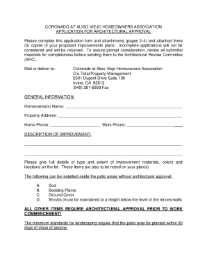 Fillable Online Architectural Approval Request Form - Gilbert Fax Email ...