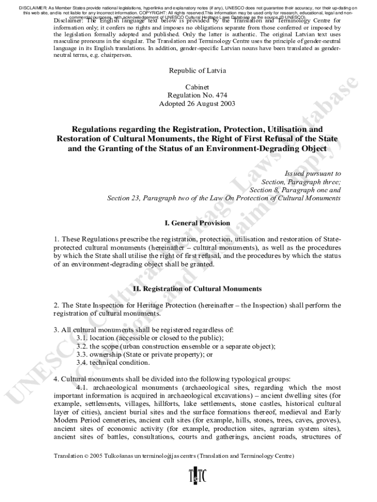 Fillable Online UNESCO Database of National Cultural Heritage Laws ( ... Fax Email Print - pdfFiller