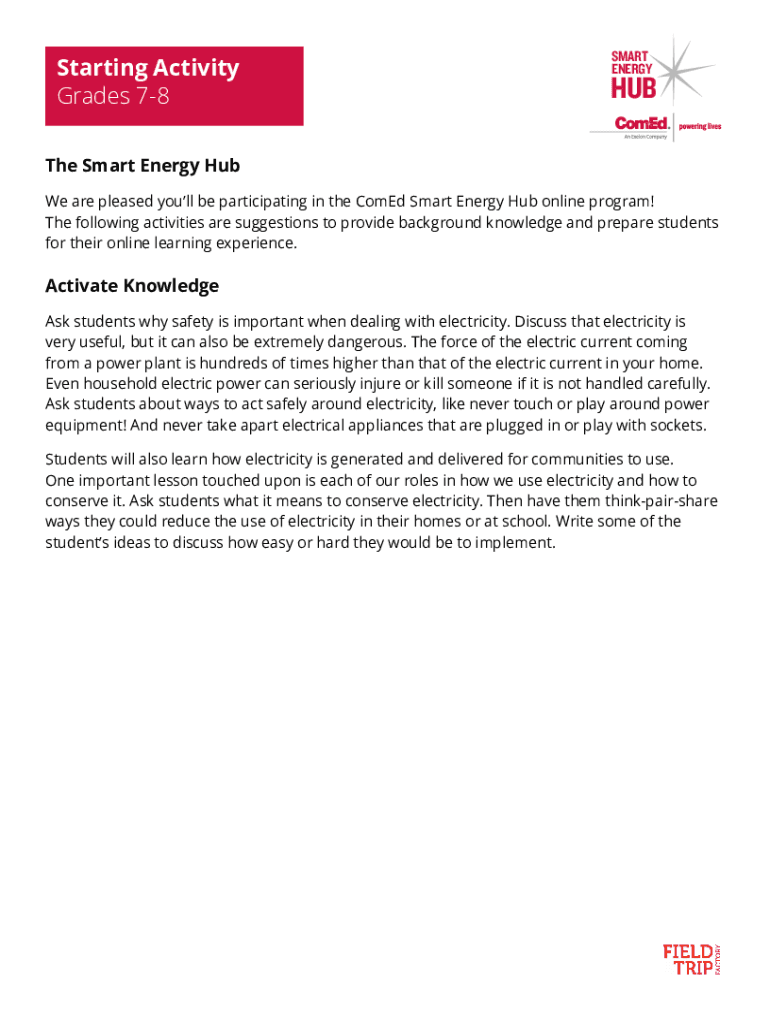 Fillable Online Energy for a City: ComEd Chicago Training Center Tour ...