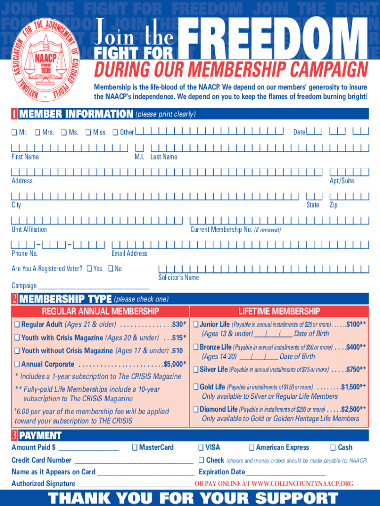 Fillable Online THE FIGHT FOR FREEDOM JOIN THE FIGHT FOR Fax Email ...