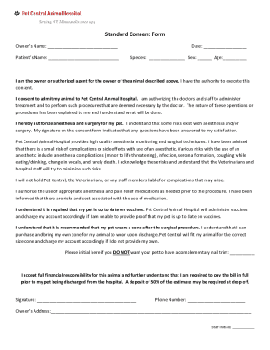 Fillable Online Standard Consent Form (Spay) Fax Email Print - pdfFiller