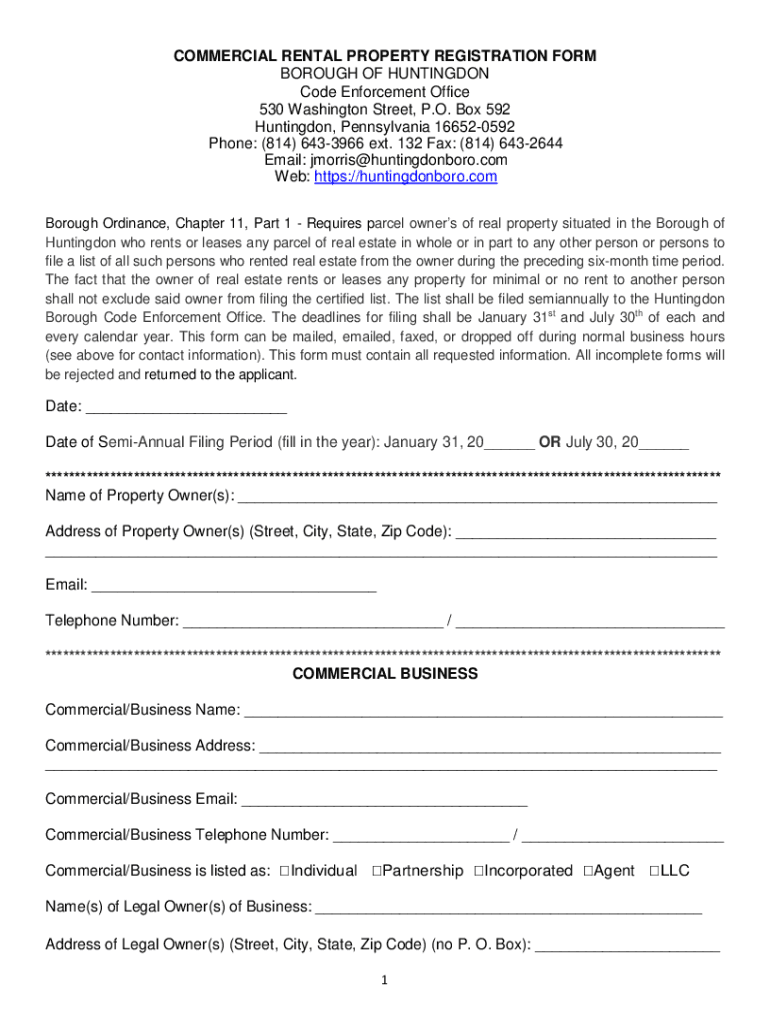 Fillable Online commercial rental property registration form Fax Email ...